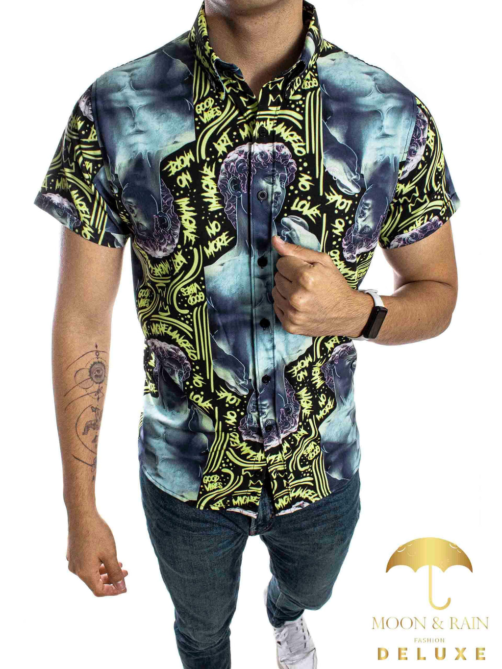 Camisa Hombre Casual Slim Fit Renacentista David Azul – Tiendas Platino